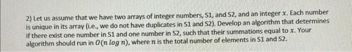Solved 2) Let us assume that we have two arrays of integer | Chegg.com