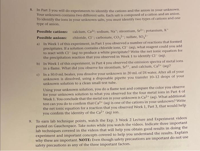 Solved PRE-LAB QUESTIONS: WEEK 2 1. Write the molecular | Chegg.com