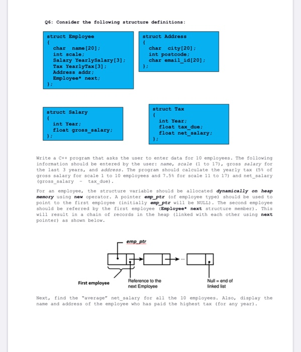 Solved Q6: Consider the following structure definitions: | Chegg.com