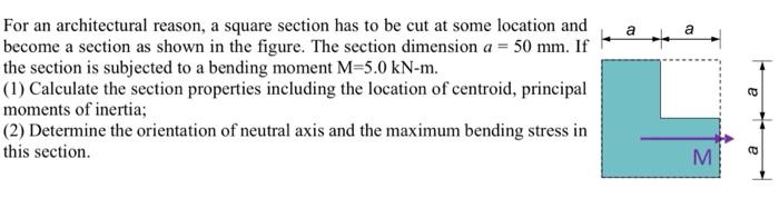 Solved a For an architectural reason, a square section has | Chegg.com