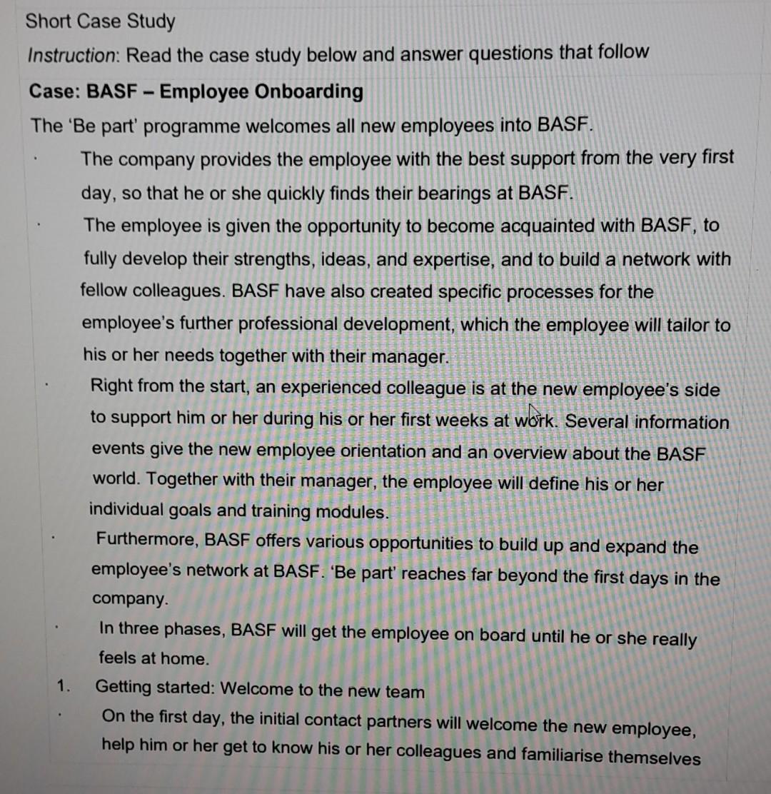 hort Case Study struction: Read the case study below | Chegg.com
