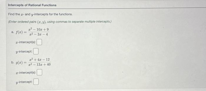 Solved Find the x - and y-intercepts for the functions. | Chegg.com