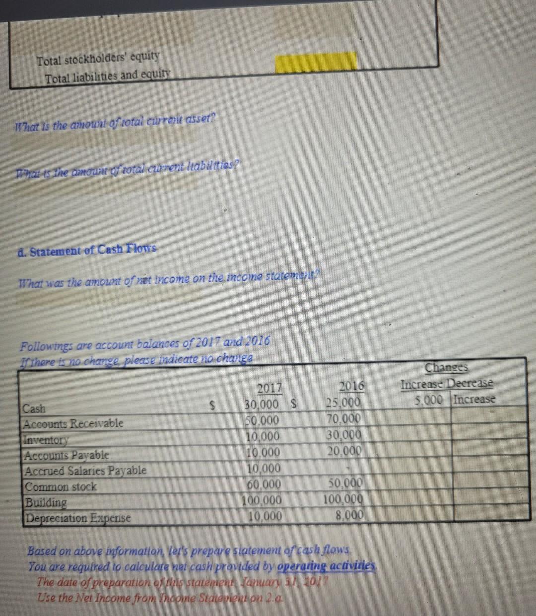 Solved What is the amount of Net Income? 2. Based on the | Chegg.com