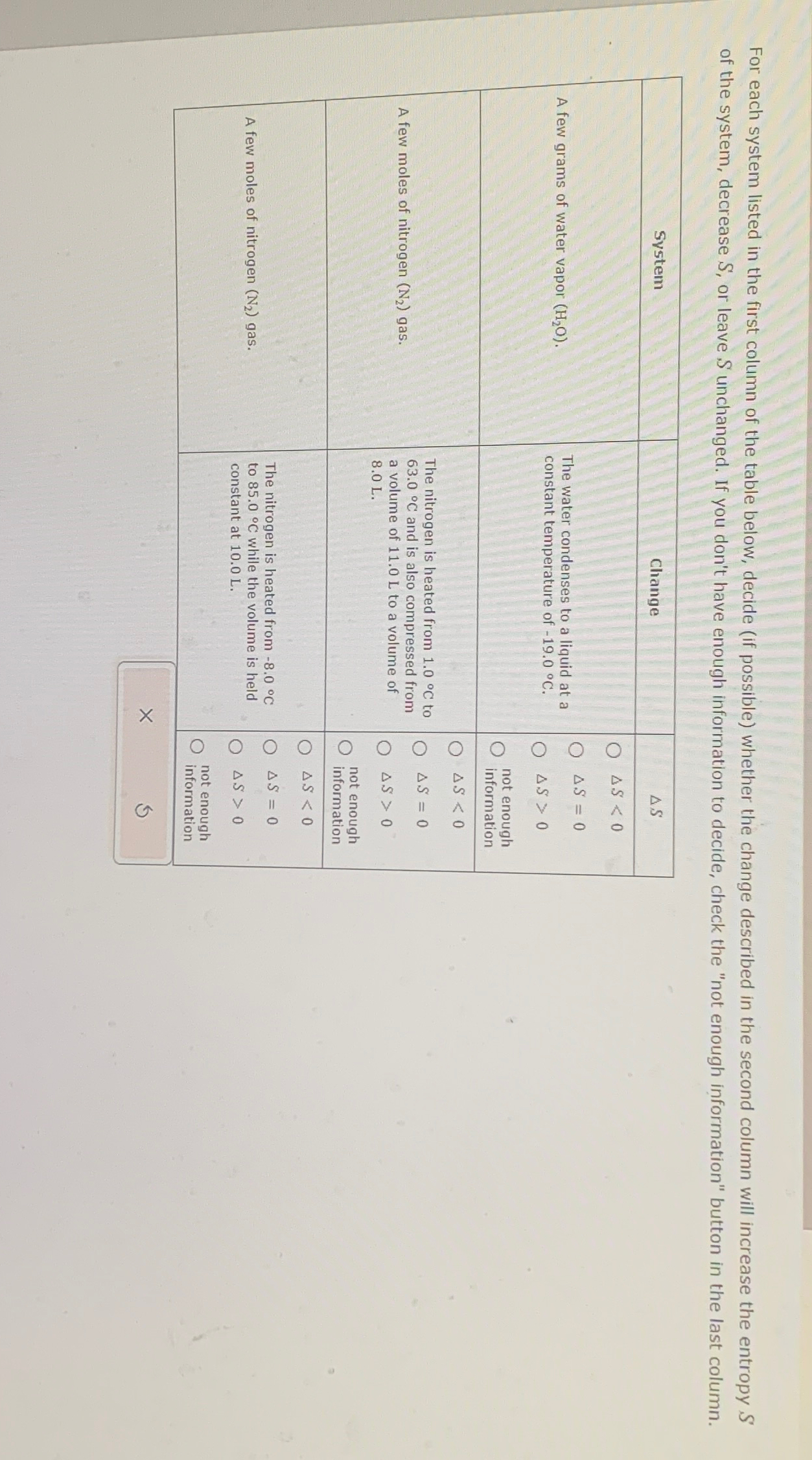 Solved For each system listed in the first column of the | Chegg.com