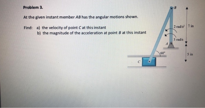 Solved Problem 3. B At the given instant member AB has the | Chegg.com