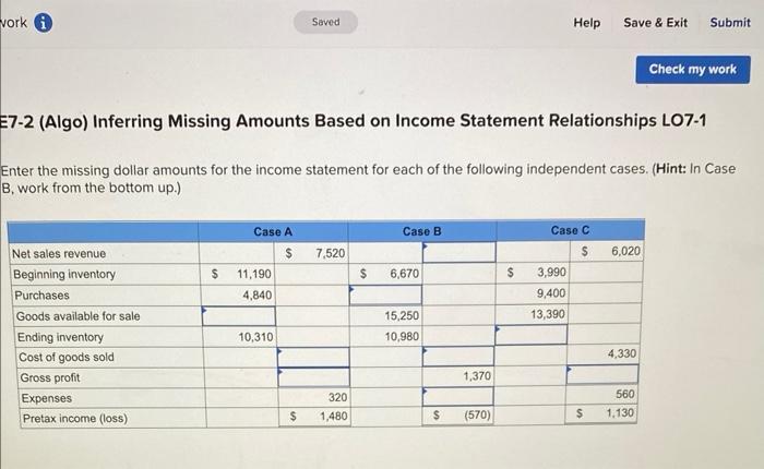 Solved 7 2 Algo Inferring Missing Amounts Based On Income