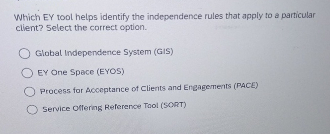 Which EY tool helps identify the independence rules | Chegg.com