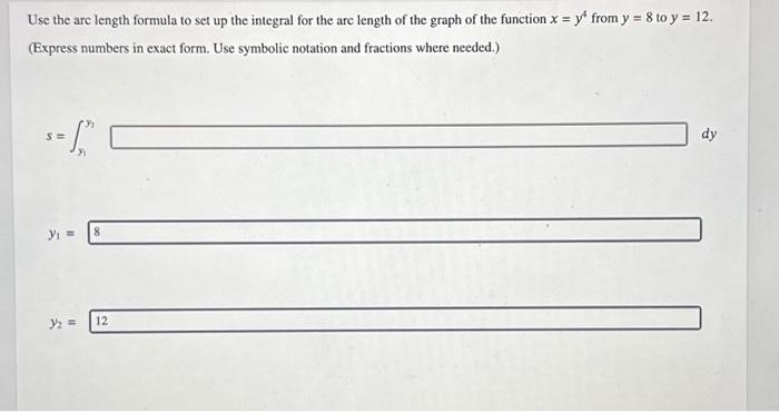 Solved Use the are length formula to set up the integral for | Chegg.com