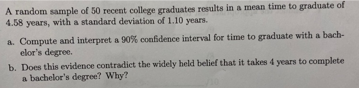 Solved A random sample of 50 recent college graduates | Chegg.com
