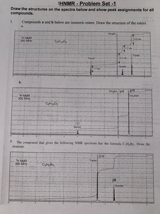 Solved HNMR - Problem Set -1 Draw the structures on the | Chegg.com