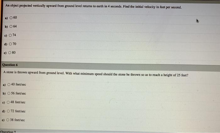 Solved An object projected vertically upward from ground | Chegg.com