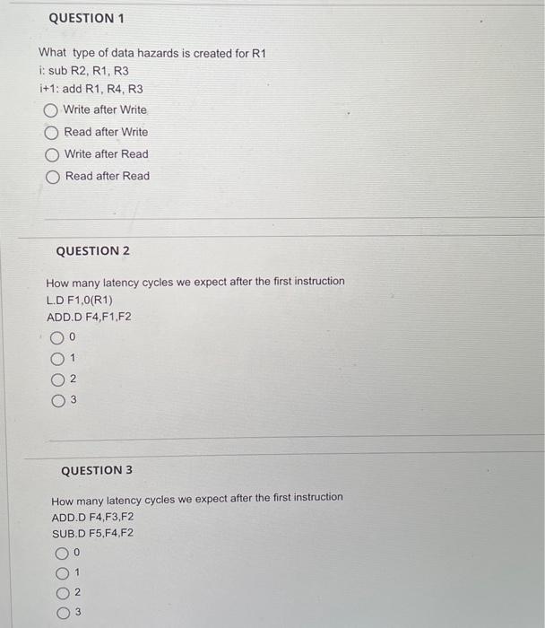 Solved What type of data hazards is created for R1 i: sub | Chegg.com
