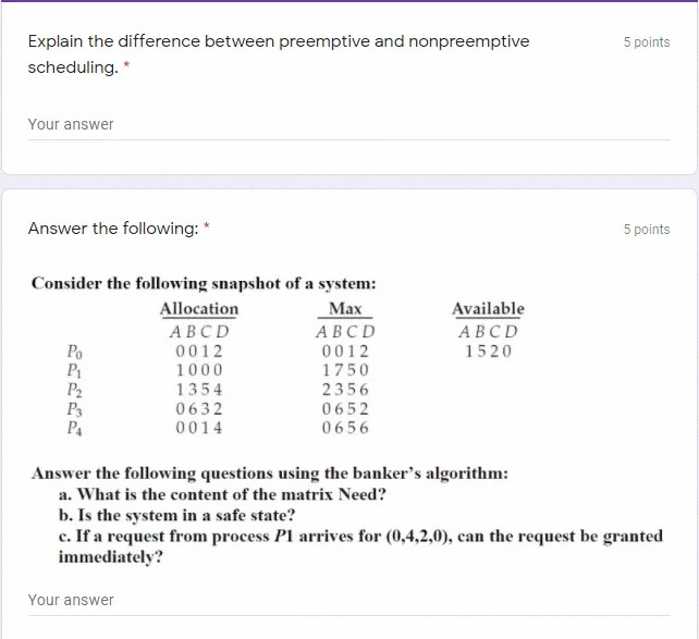 Solved 5 points Explain the difference between preemptive | Chegg.com