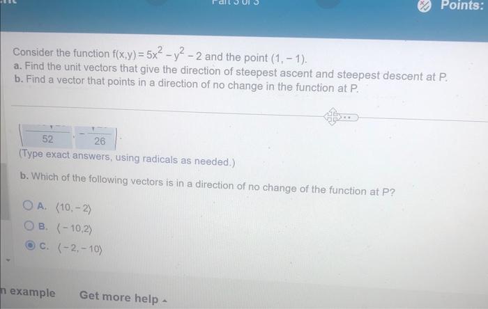 Consider the function f(x,y)=5x2−y2−2 and the point | Chegg.com