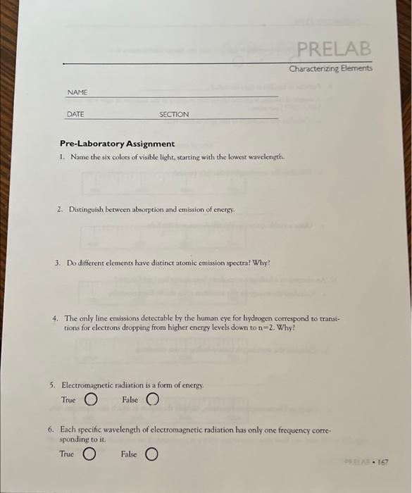 Solved Pre-Laboratory Assignment 1. Name the six colors of | Chegg.com