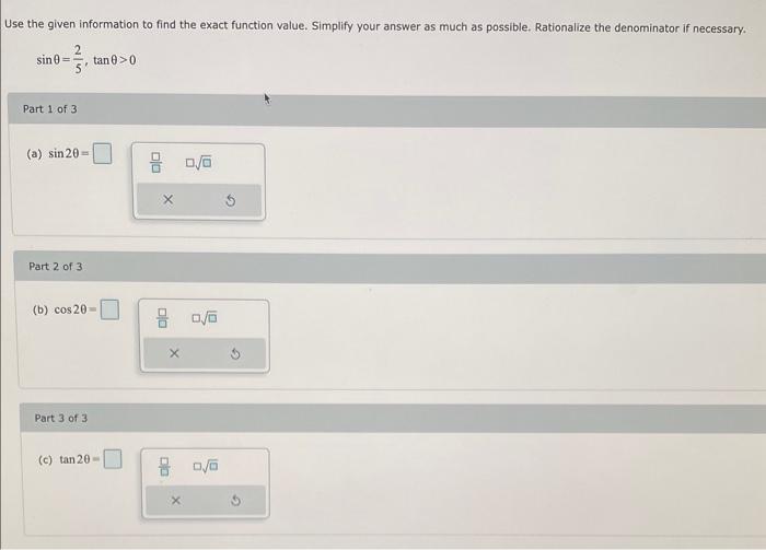 Solved Use the given information to find the exact function | Chegg.com