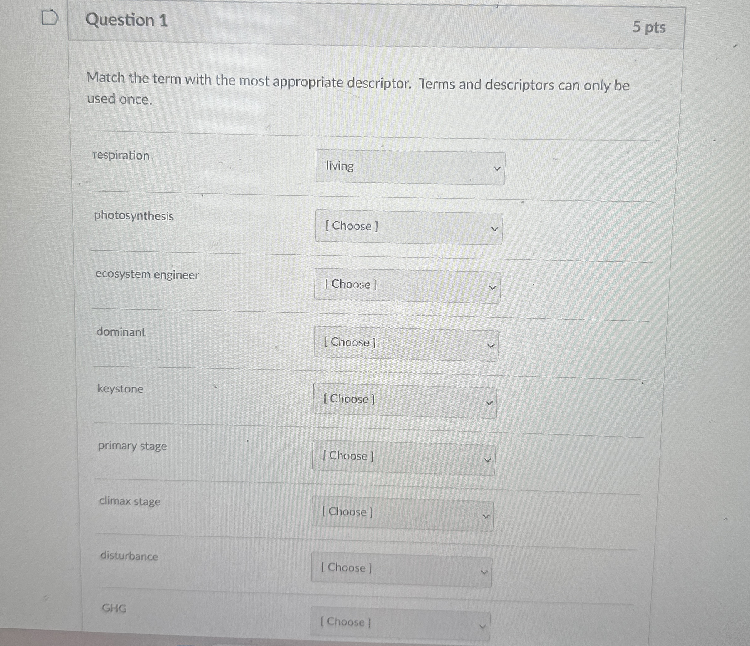 Solved Question 15 ﻿ptsMatch the term with the most | Chegg.com