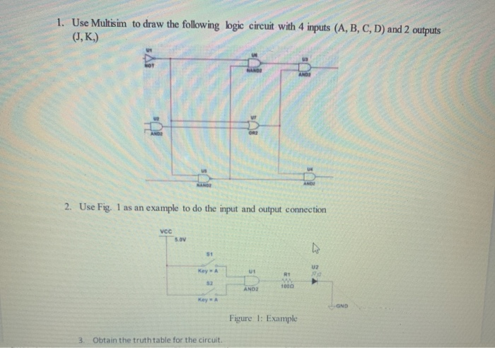 Solved 1. Use Multisim to draw the following logic circuit | Chegg.com
