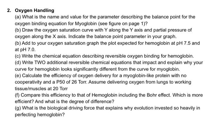 Solved Mb+O2⇌Mb∘⋅O22. Oxygen Handling (a) What is the name | Chegg.com
