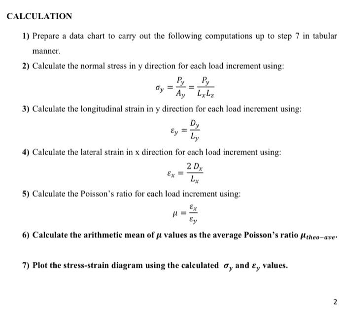 Solved CALCULATION 1) Prepare a data chart to carry out the | Chegg.com