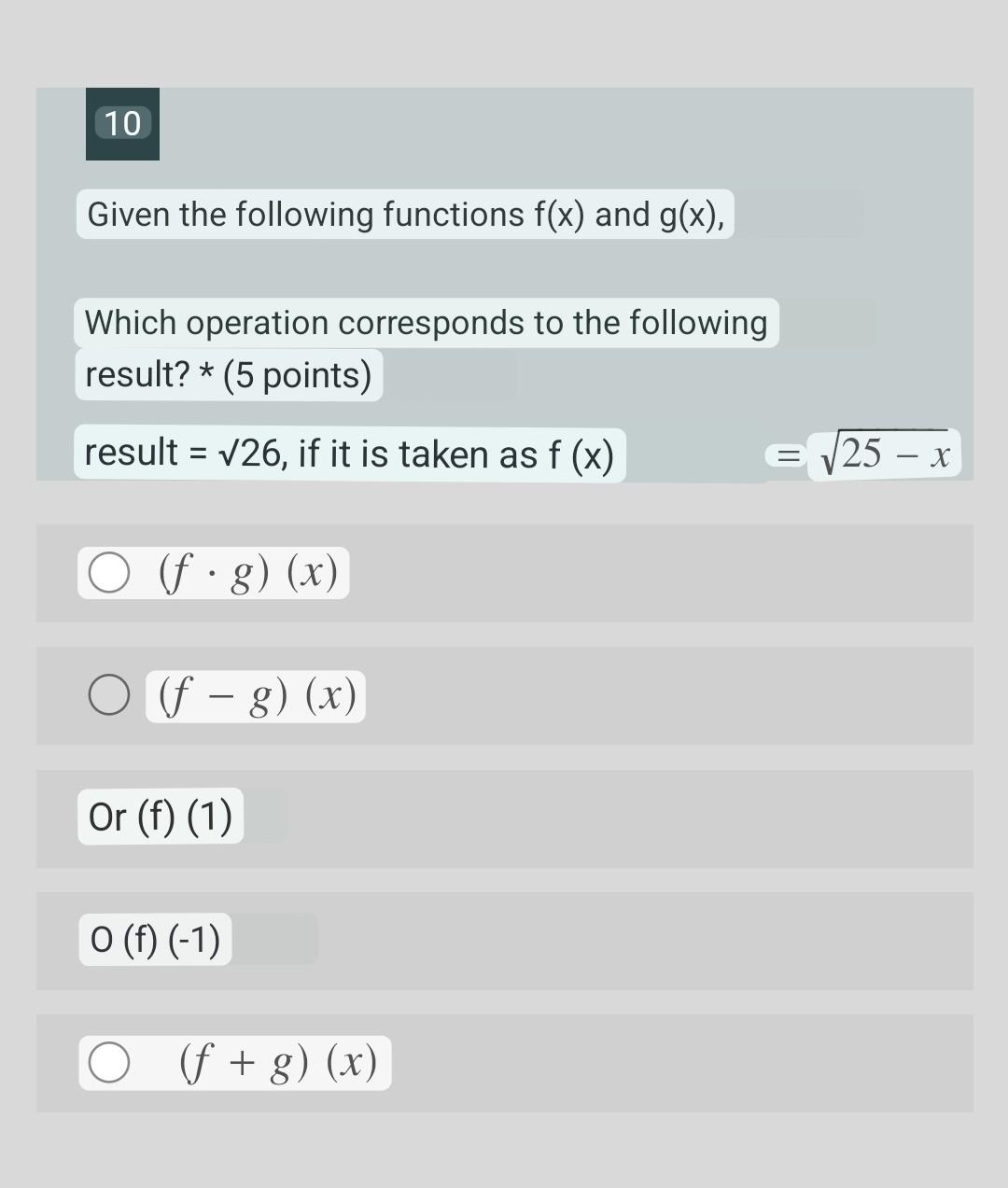 Solved 10 Given the following functions f(x) and g(x), | Chegg.com