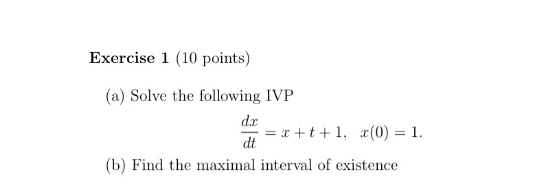 Solved Exercise 1 (10 ﻿points)(a) ﻿Solve the following | Chegg.com