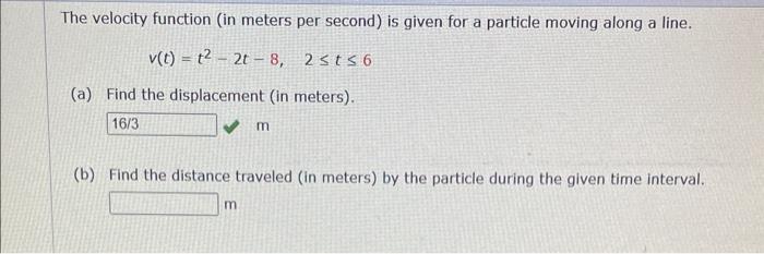 Solved The velocity function (in meters per second) is given | Chegg.com