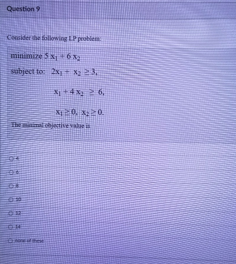 Solved Question9Consider the following LP problem:minimize | Chegg.com