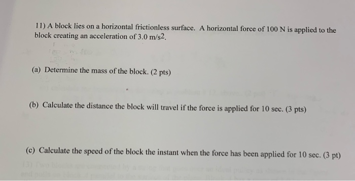Solved 11) A block lies on a horizontal frictionless | Chegg.com