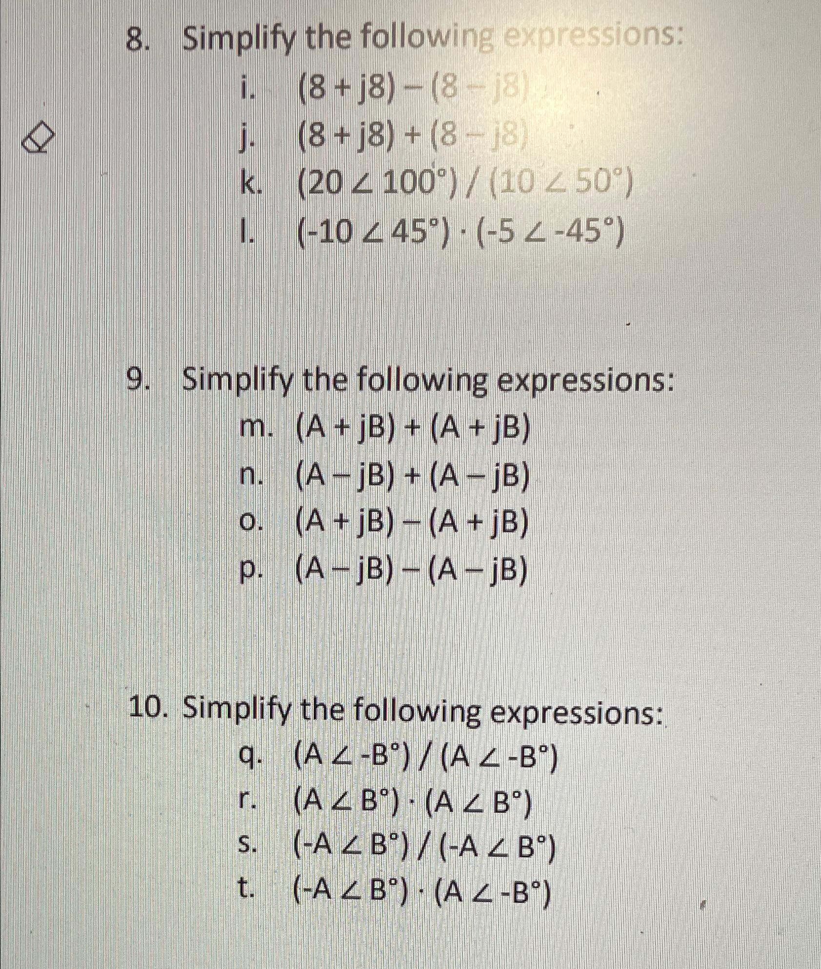 Simplify the following expressions:\\ni. \\nj. | Chegg.com