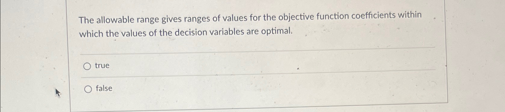 Solved The allowable range gives ranges of values for the | Chegg.com