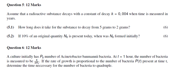 Solved Question 6: 12 ﻿MarksA culture initially has P0 | Chegg.com