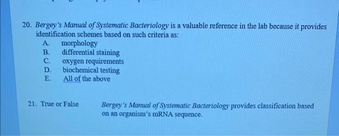 Solved Burgers manual of systematic bacteriology is a | Chegg.com
