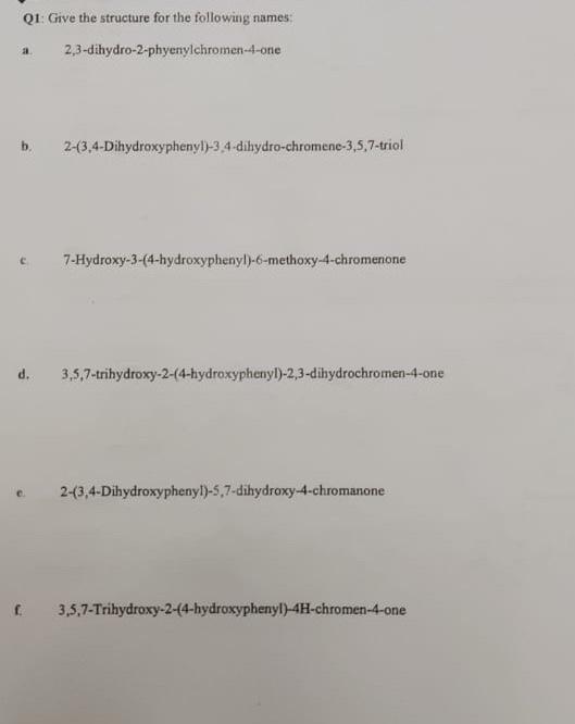 Solved Q1: Give the structure for the following names: a. | Chegg.com