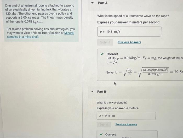 Solved One end of a horizontal rope is attached to a prong | Chegg.com