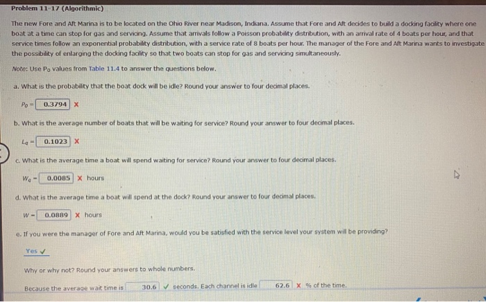 Solved TABLE 11.4 VALUES OF P. FOR MULTIPLE-SERVER WAITING | Chegg.com