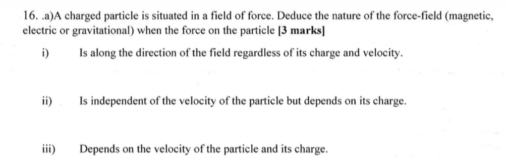 Solved a)A charged particle is situated in a field of force. | Chegg.com