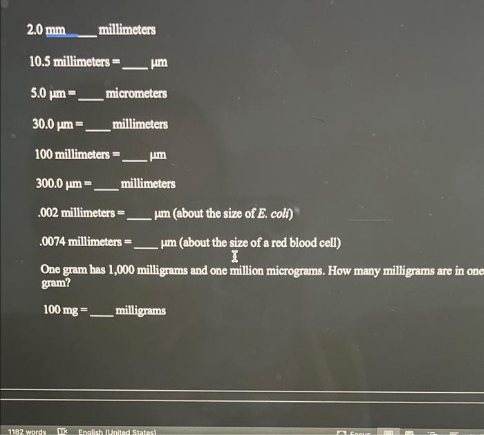 Solved One gram has 1,000 milligrams and one million | Chegg.com