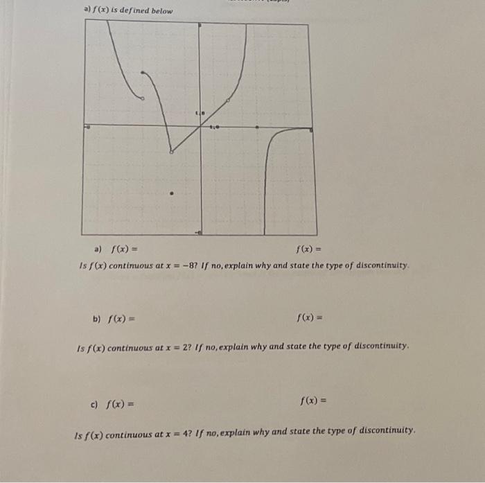 Solved a) f(x) is defined below a) f(x)= f(x)= Is f(x) | Chegg.com