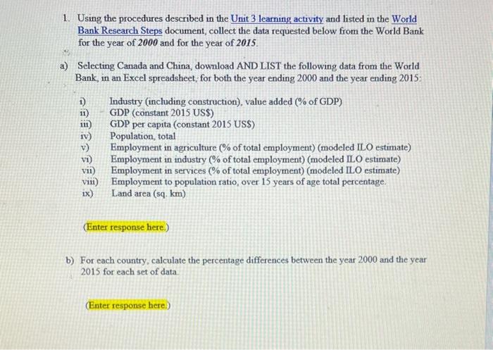 Solved 1. Using the procedures described in the Unit 3 | Chegg.com