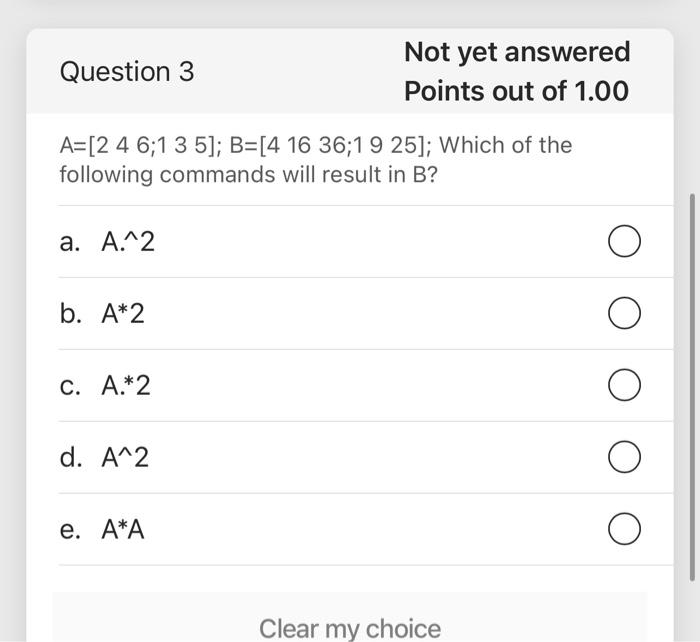 Solved commands will result in C ? a. C=[A;B] b. C=[A,B] c. | Chegg.com
