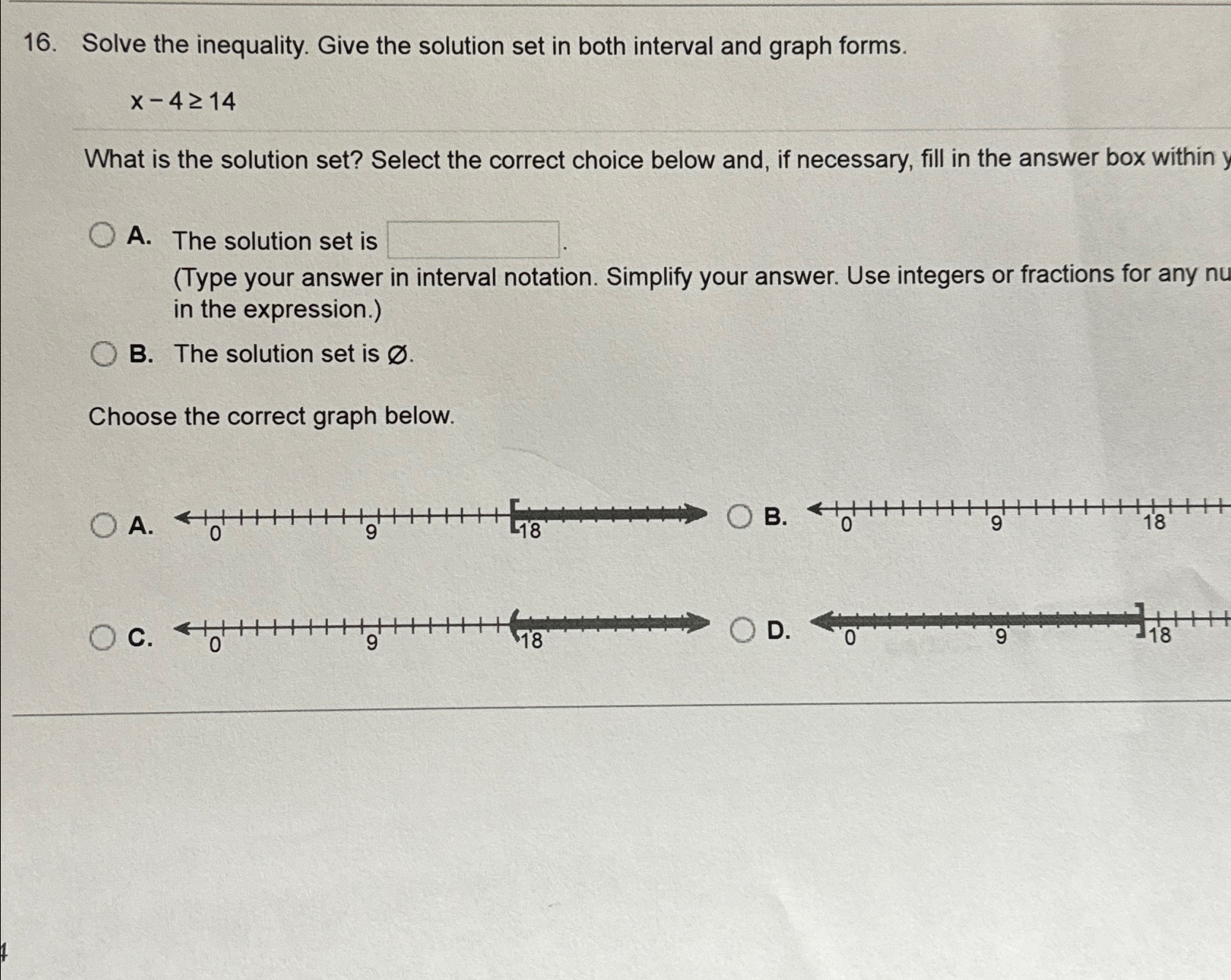 Solved Solve the inequality. Give the solution set in both | Chegg.com