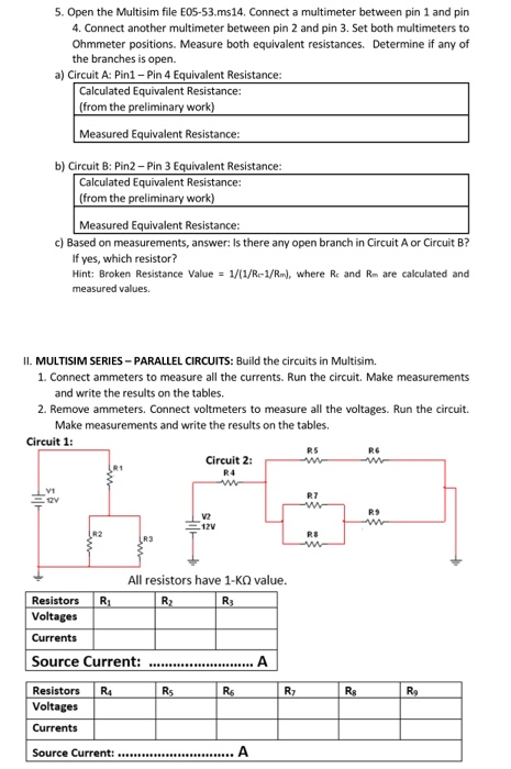 Solved PART B: EXPERIMENTAL WORK I. MULTISIM PARALLEL | Chegg.com