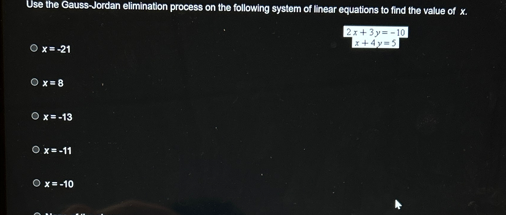 Solved Use the Gauss-Jordan elimination process on the | Chegg.com