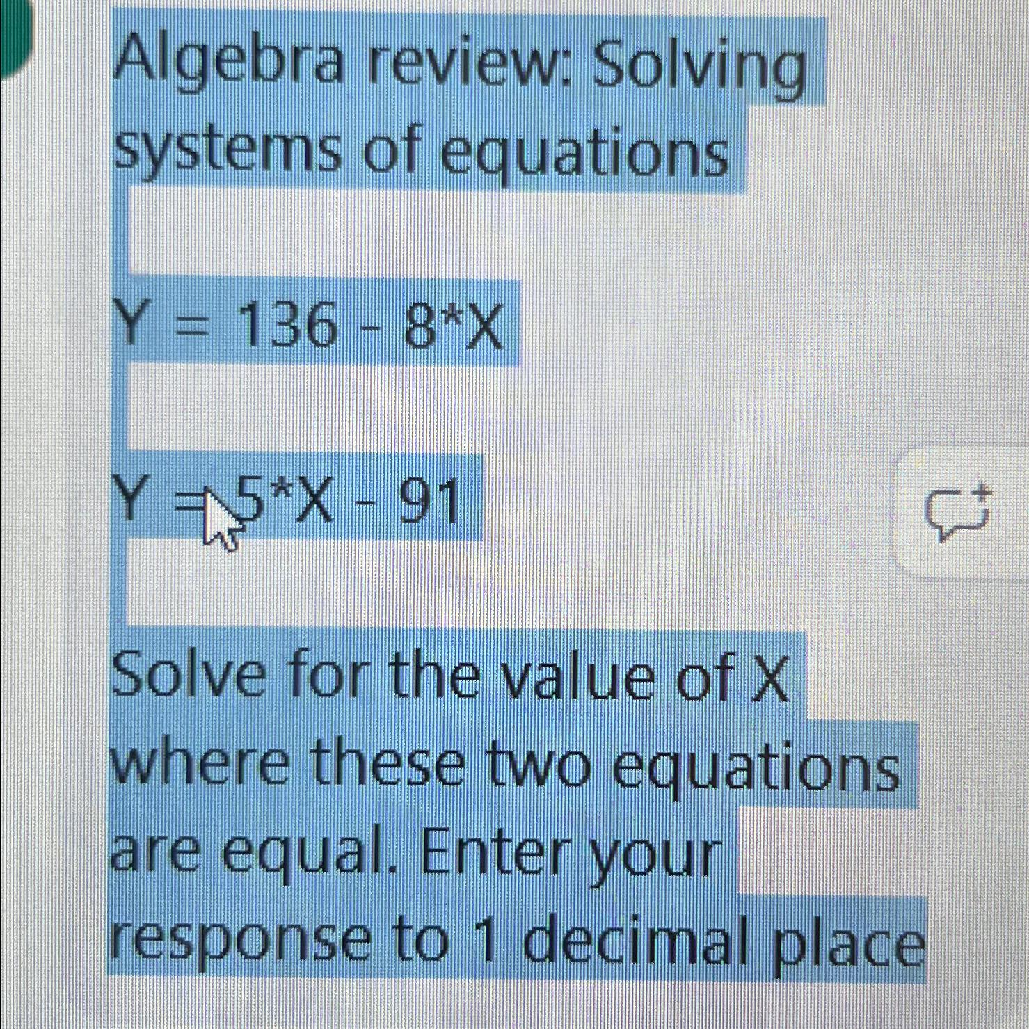 Solved Algebra review: Solving systems of | Chegg.com