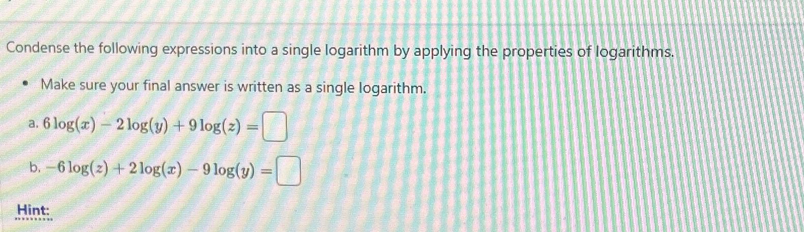 Solved Condense the following expressions into a single | Chegg.com