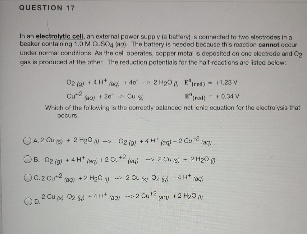 Solved Calculate the value for the EO cell for this reaction | Chegg.com