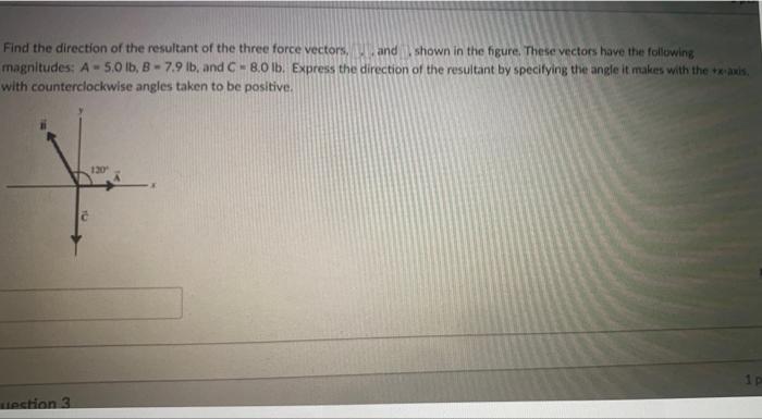 Solved Find the direction of the resultant of the three | Chegg.com