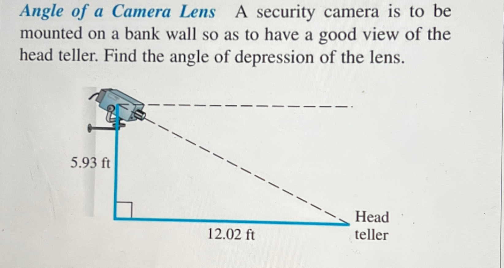 Solved Angle of a Camera Lens A security camera is to be | Chegg.com