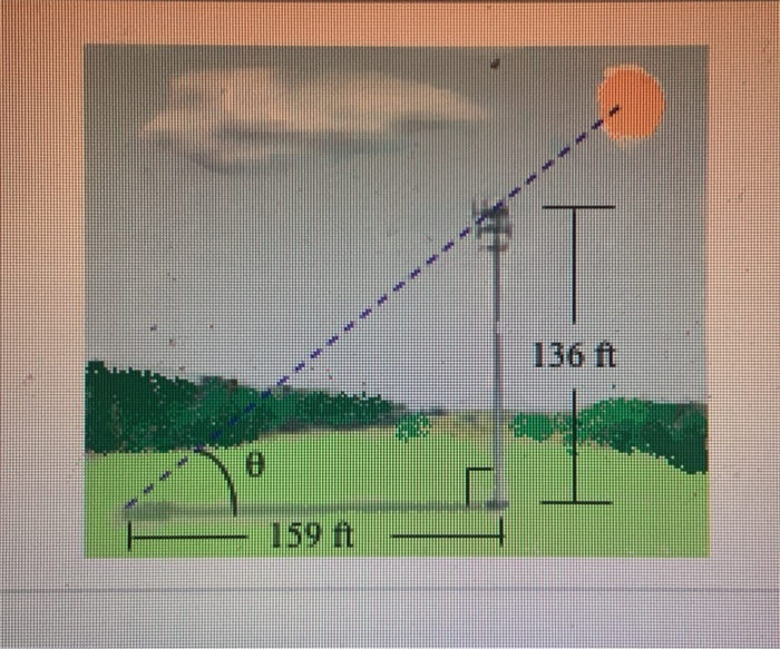 Solved A tower that is 136 feet tall casts a shadow 159 feet | Chegg.com